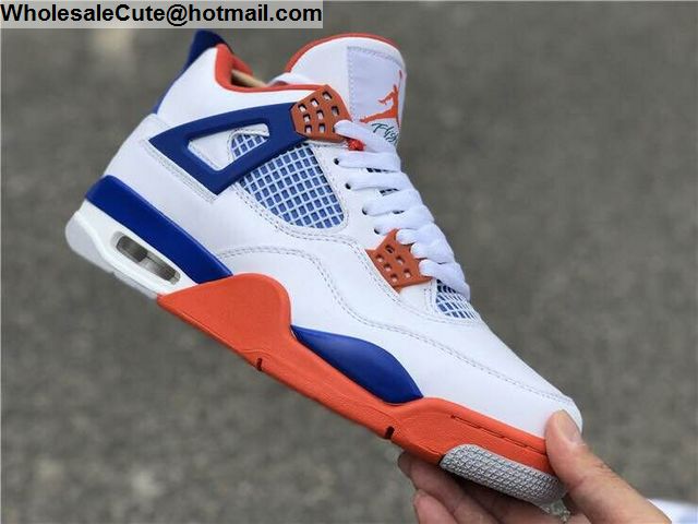 Air Jordan 4 Retro White Blue Orange Mens Shoes - Wholesale Price ...