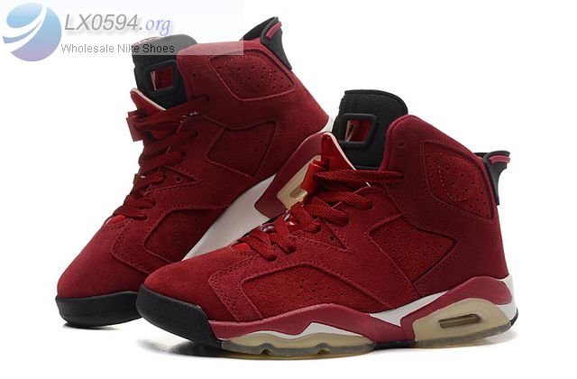 Air Jordan 6 Red Suede Womens Sneakers -10359 - Wholesale Sneakers
